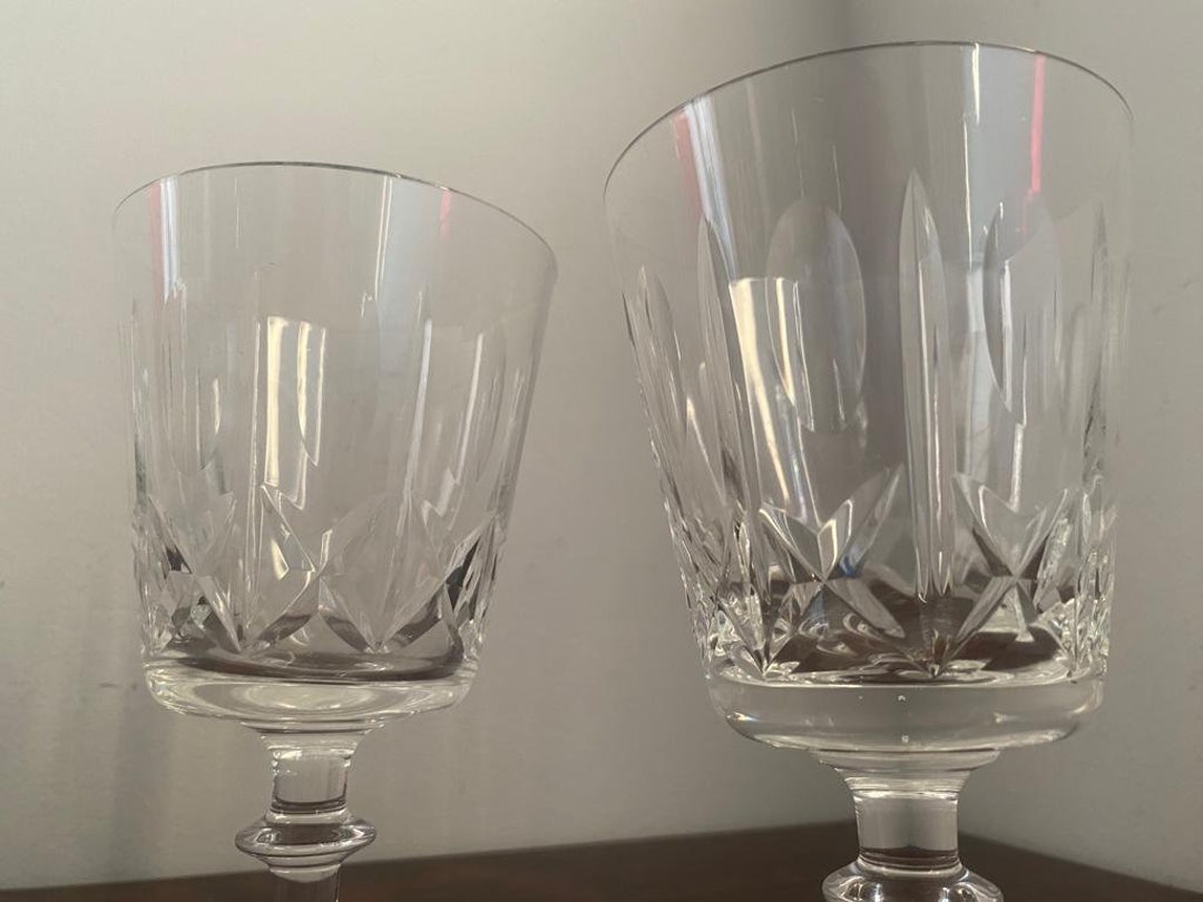 Wine Glasses, Pair, Cross and Olive Design, Royal Brierley, Cut Crystal ...