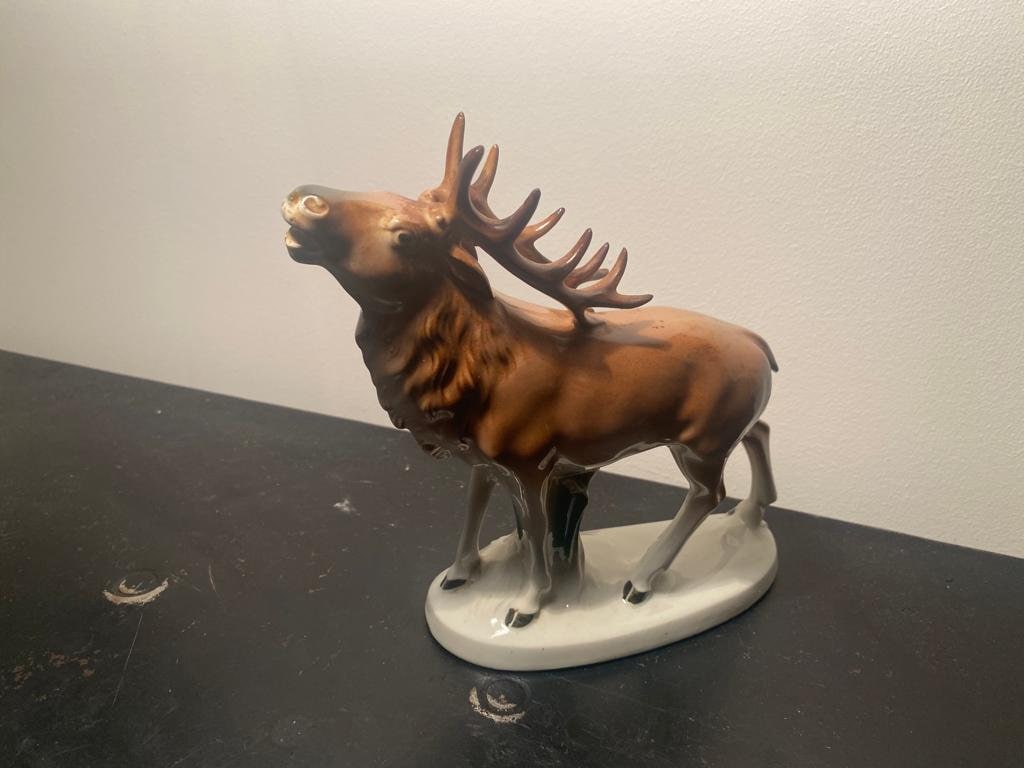 Vintage West German Pottery Stag Figurine: PM&M Mid-century Ornament - Etsy