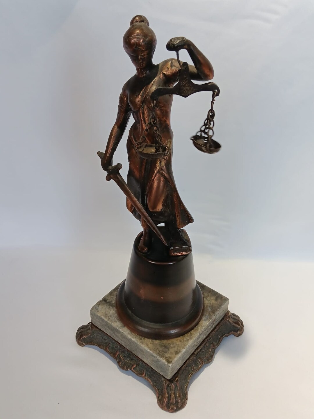 Bronzed Statue, Lady Justice Statue, Figurine, Marble Based Figurine ...