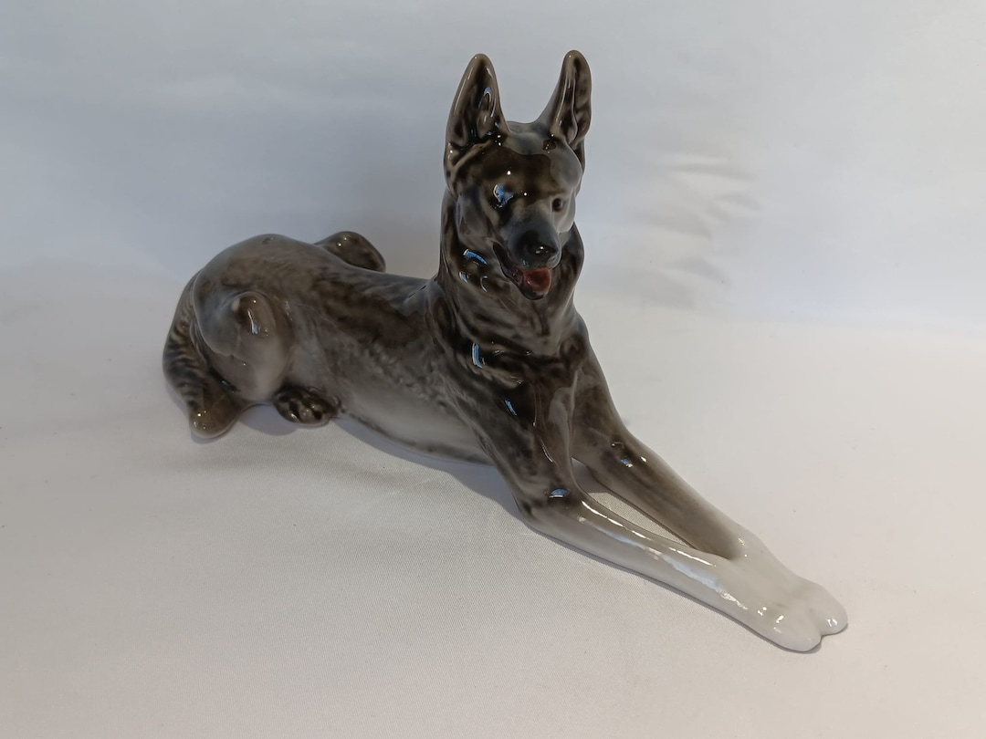 Vintage Dog Figurine, German Shepherd, Lomonosov USSR, Decorative ...