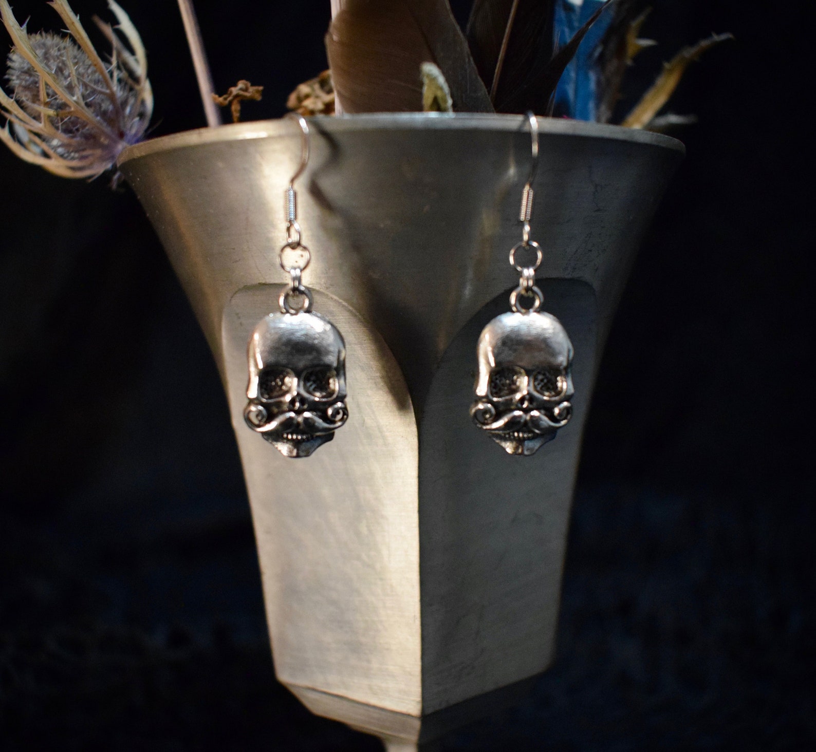 Mustache Skeleton Earrings - Etsy