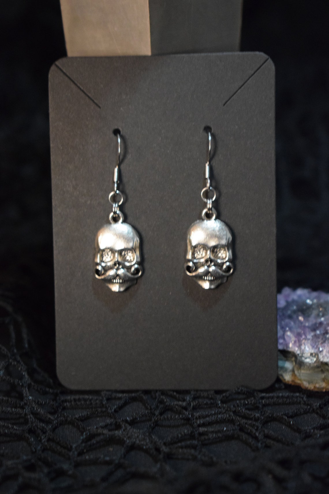 Mustache Skeleton Earrings - Etsy