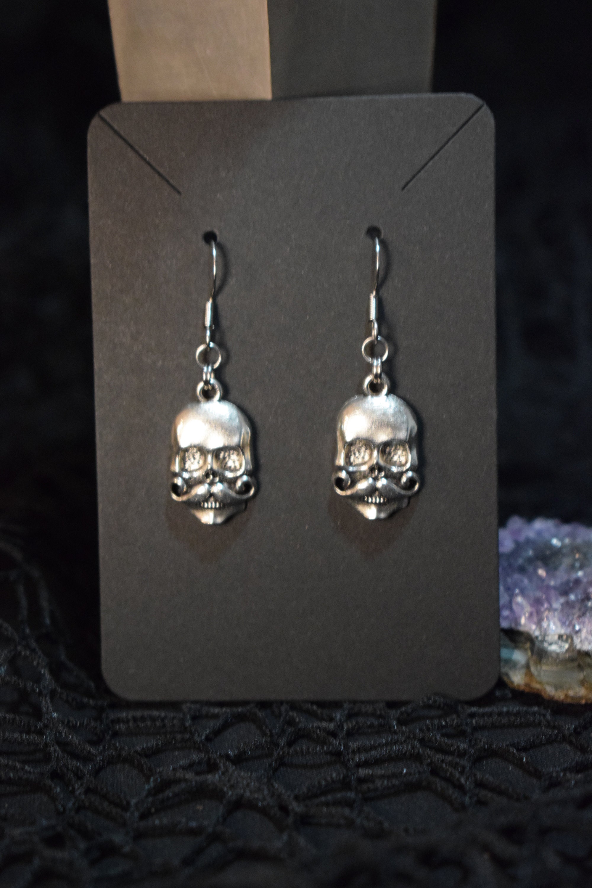 Mustache Skeleton Earrings - Etsy