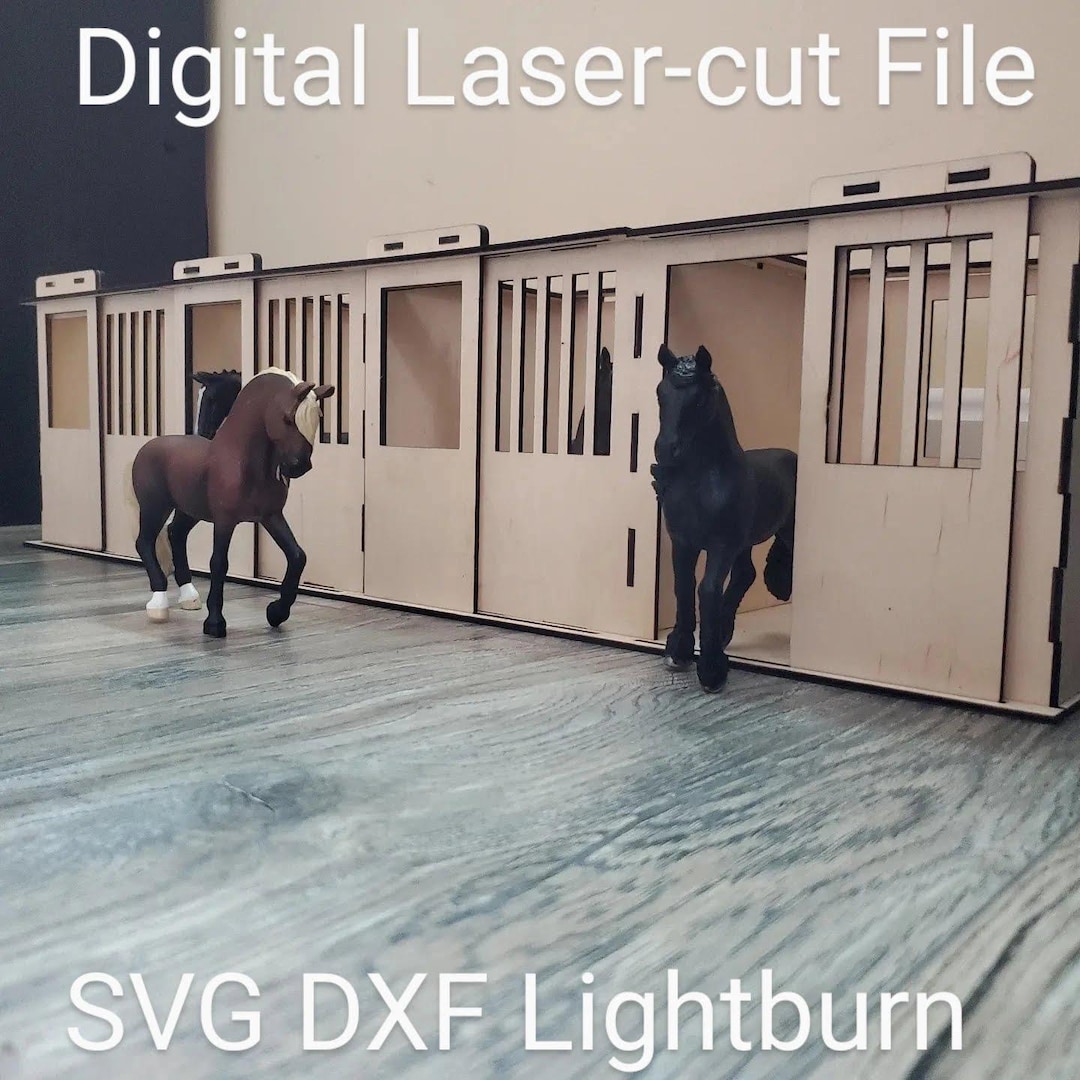 Laser Cut File Horse Barn Stalls Stables for Toy Model Horses SVG & DXF ...