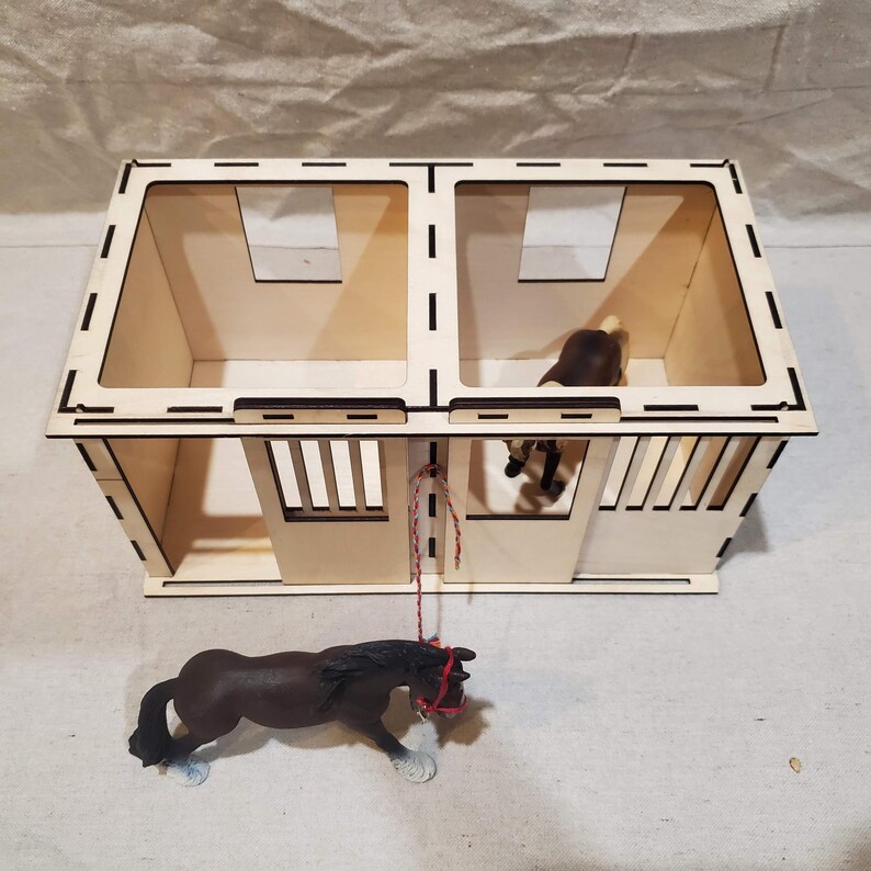 Pre-cut Wooden Horse Stable Kit - 15 Pieces for Schleich Papo Mojo ...