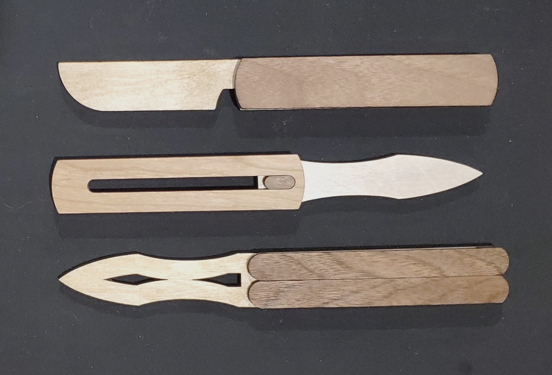 Laser Cut File Knife Wooden Toy Fidget Folding Sliding Pocket Knives ...