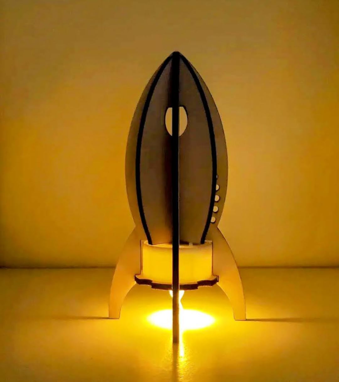 Digital Laser Cut File -3D Rocket Space Ship Puzzle With Tea Light ...
