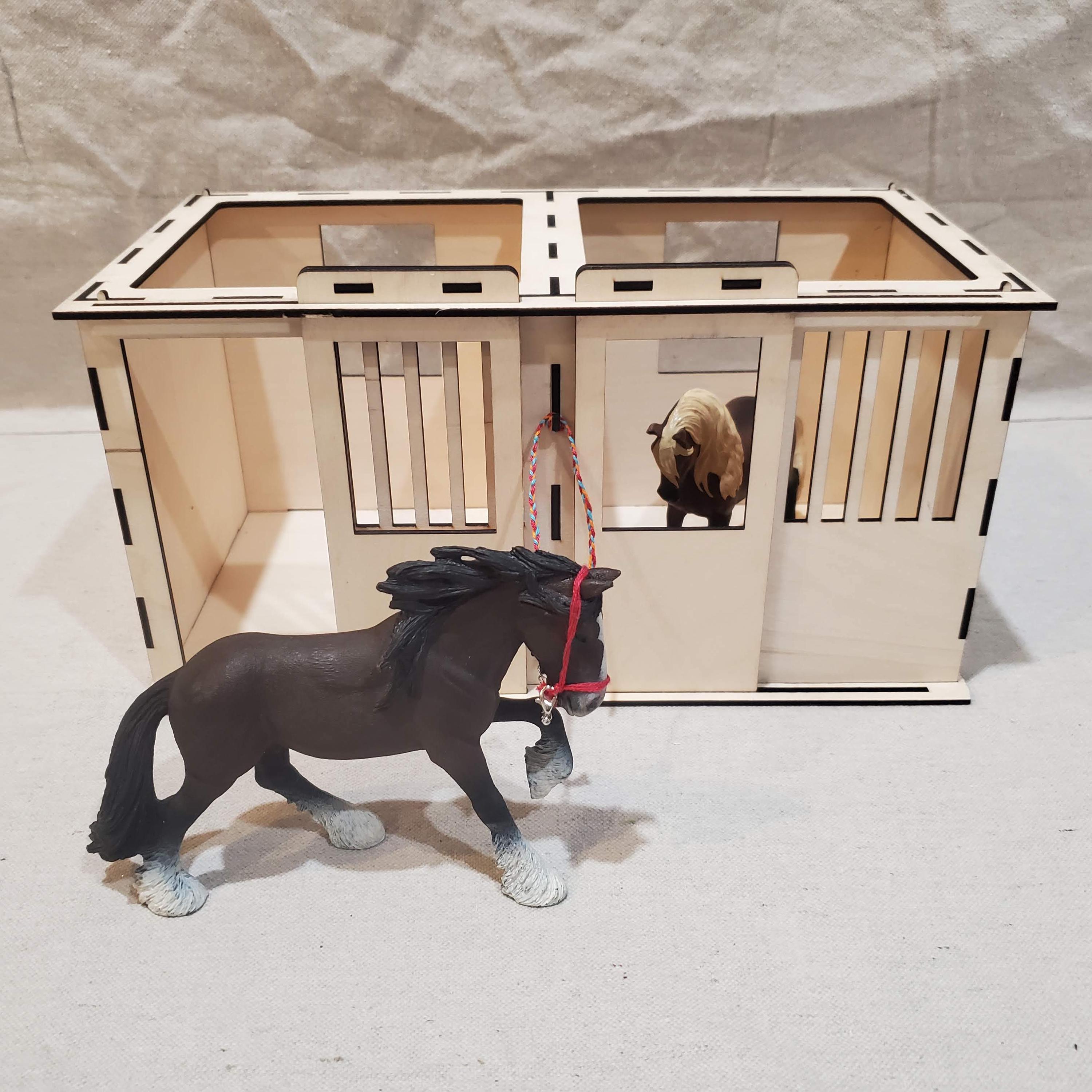 Pre-cut Wooden Horse Stable Kit - 15 Pieces for Schleich Papo Mojo ...