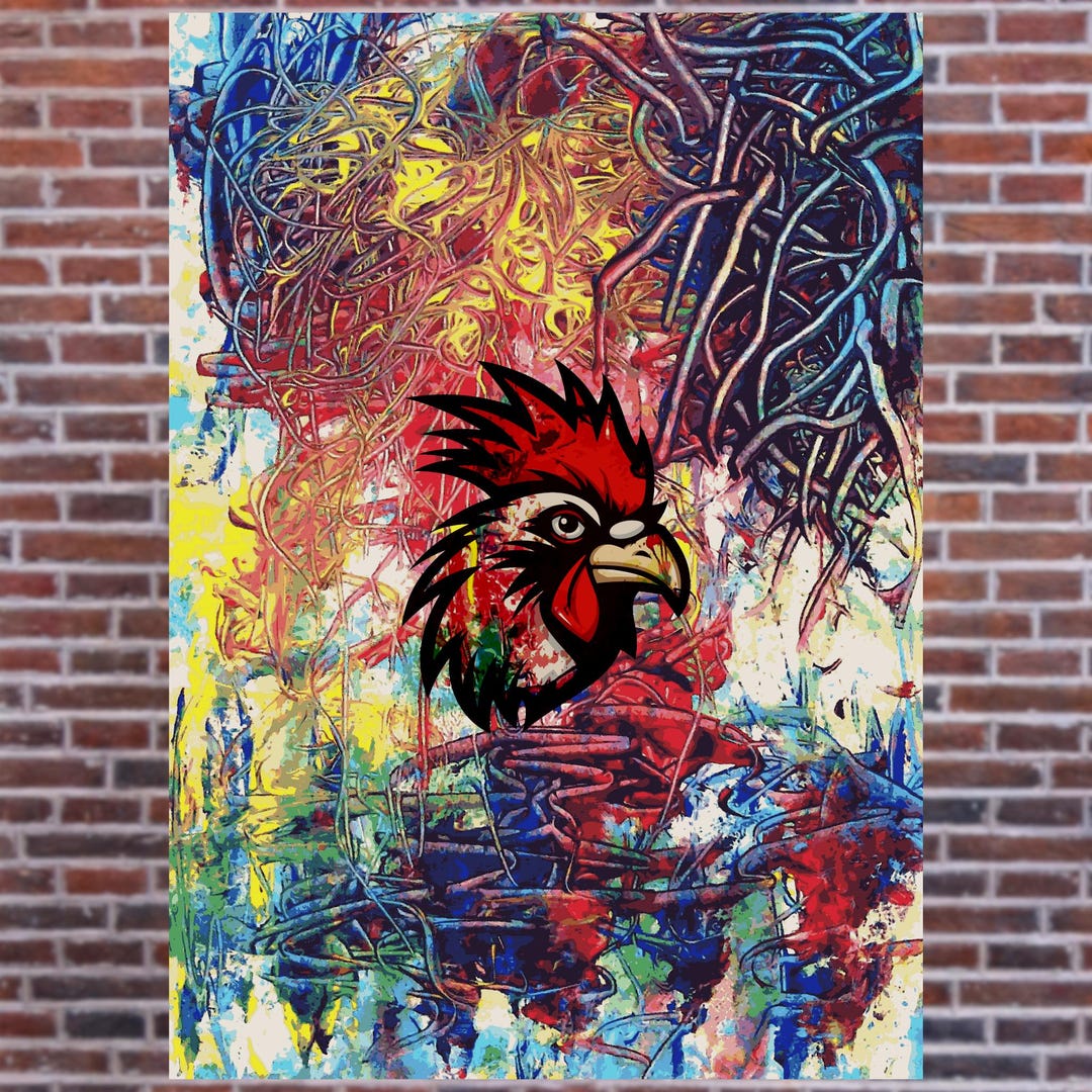 Colorful and Vibrant Rooster With Abstract Graffiti Style Background - Etsy