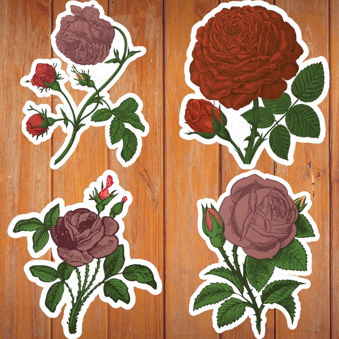 Custom Vintage Rustic Rose Flower Decal, Laptop Decoration, Life & Love ...