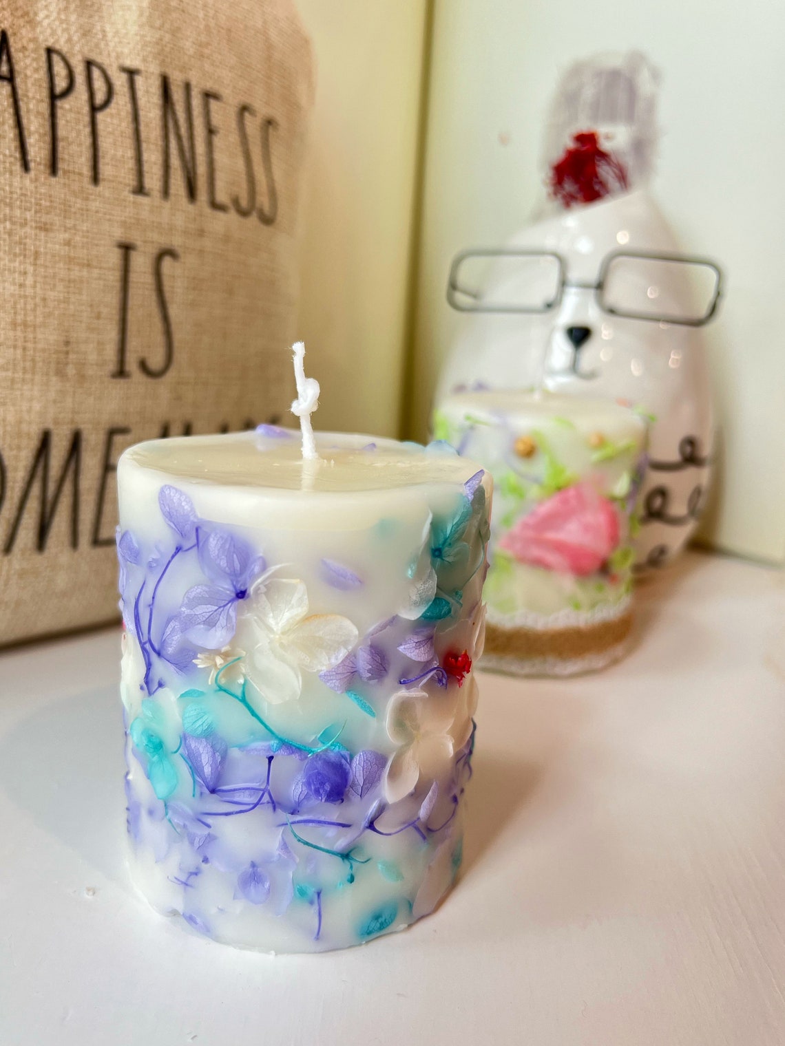 Real Flower Soy Candle/ Decorative Candle/ Dried Flower Candle ...