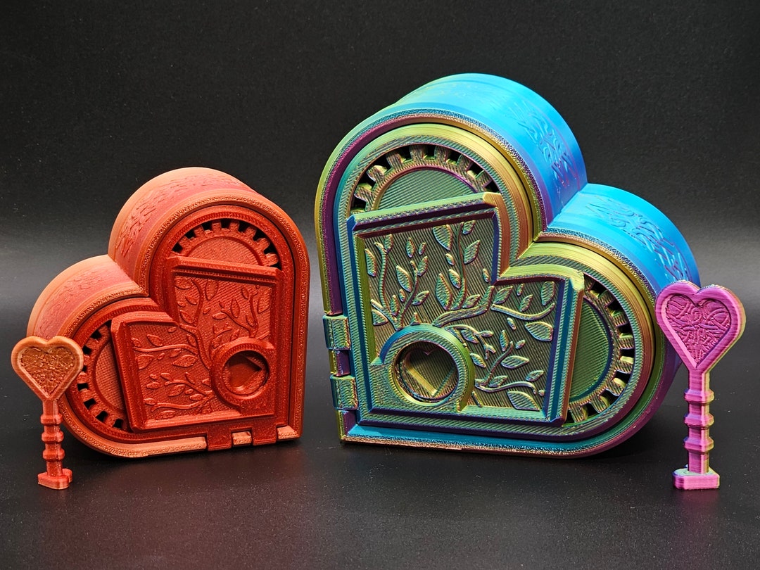 3d Printed Heart Lock Box / Heart Gear Gift Box / Unique Valentines Day ...