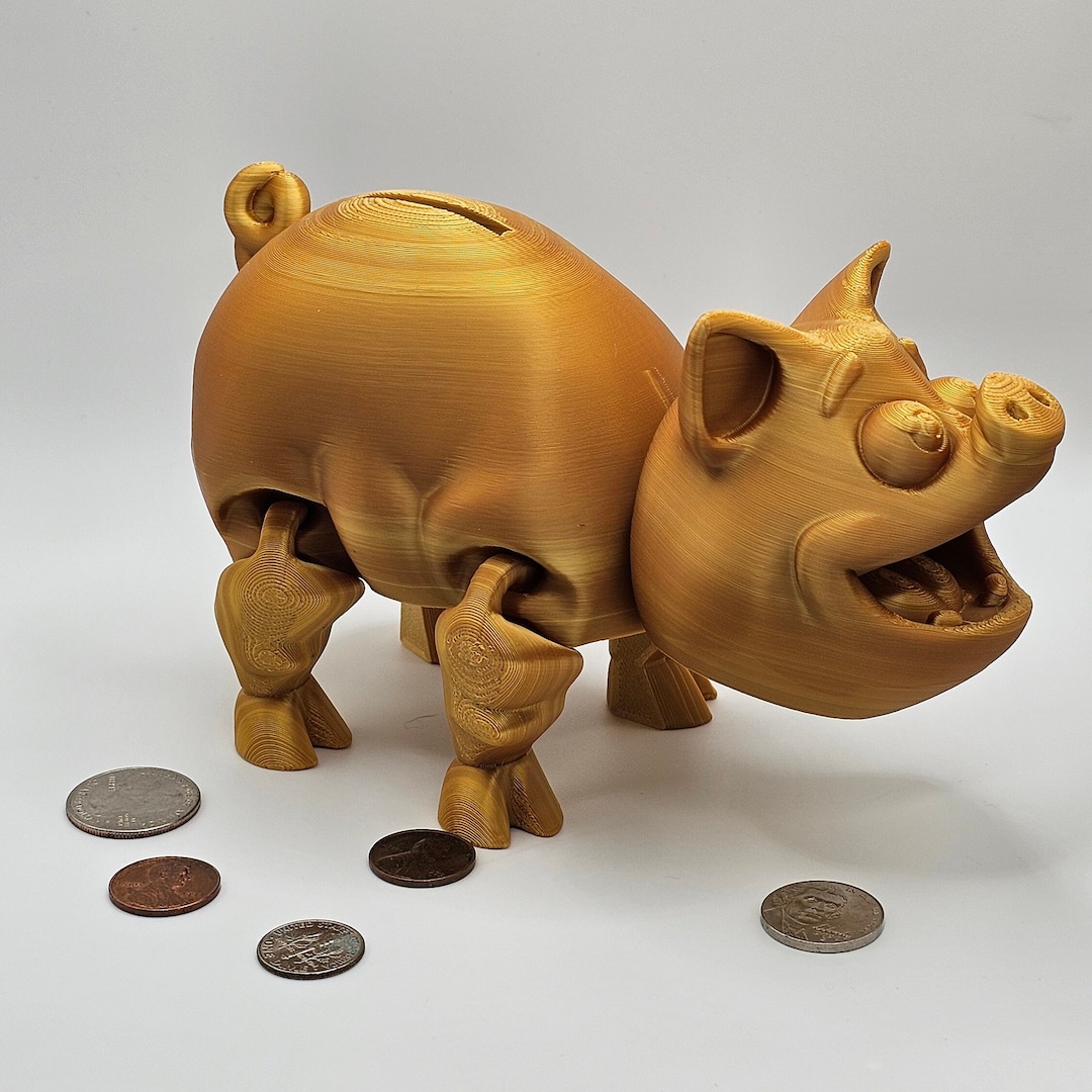 3D Printed Piggy Bank / Customizable / Flexi Factory Pig / Personalized ...