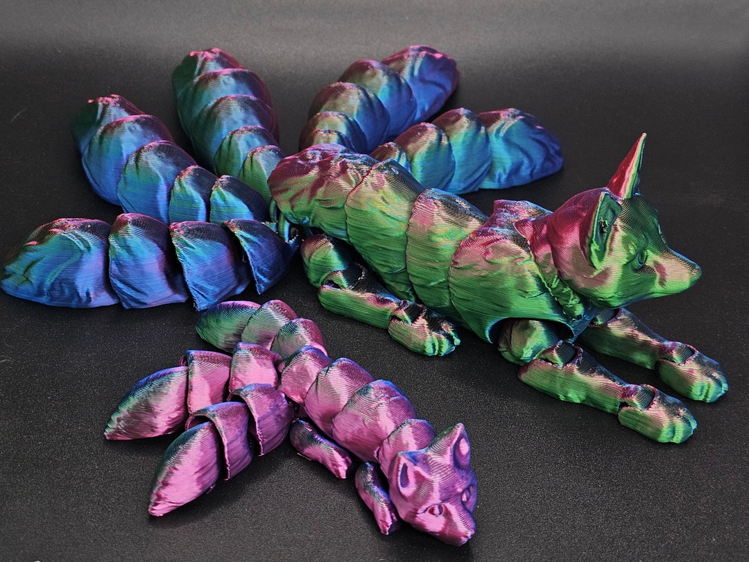 Kitsune and Kitsune Pup / 3d Print / 5 Tail Fox / Flexi Sensory Fox ...