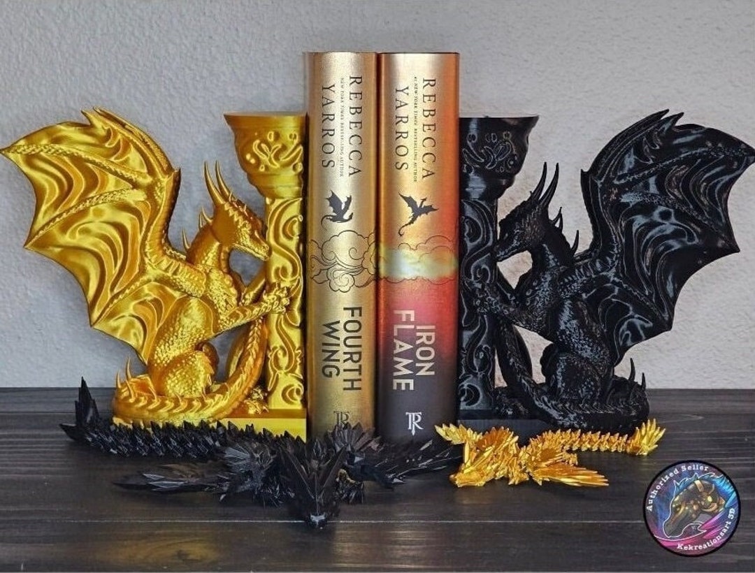 Dragon Bookends / 3D Printed Bookshelf Decor / Single or Pair Options ...