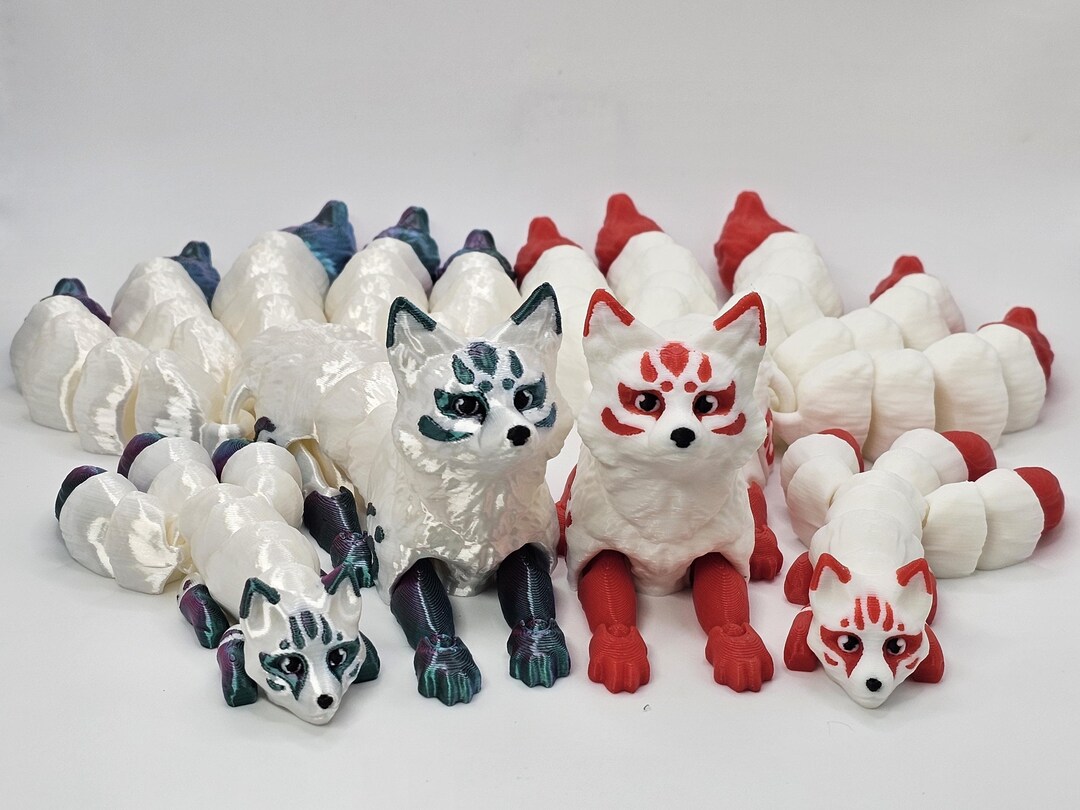 3D Print Articulated Kitsune Fox & Pup - Flexi Sensory Toy : Custom ...