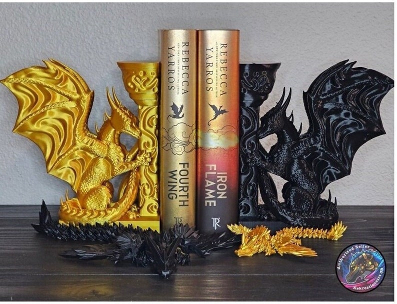 3D Printed Dragon Bookends – Fantasy Home Decor, Pick Your Color - Etsy