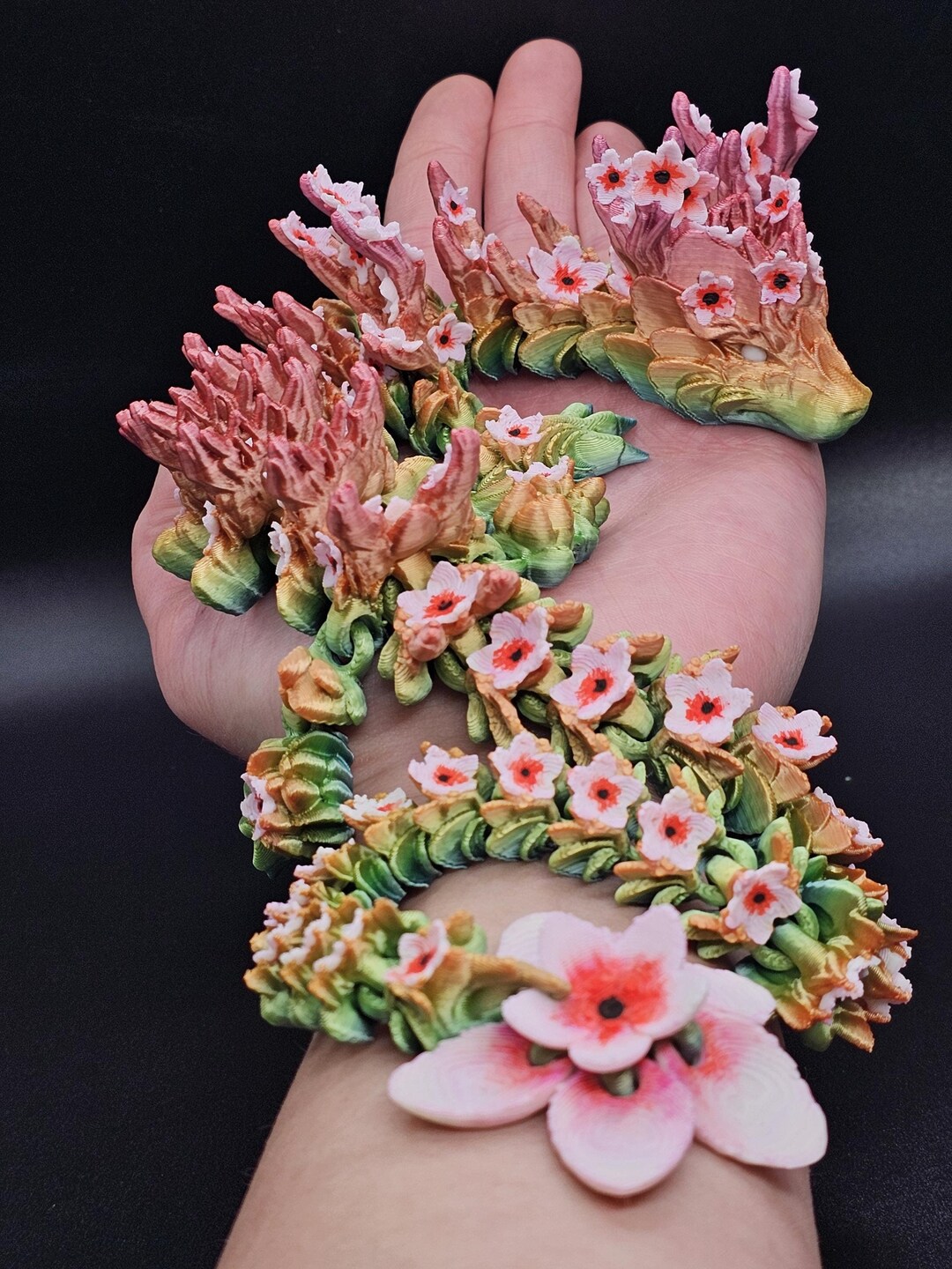 Custom Hand Painted Cherry Blossom Dragon / Articulated Flexi Dragon ...