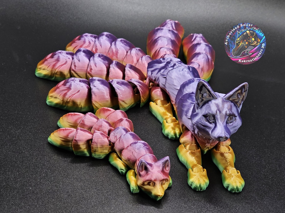 Kitsune and Kitsune Pup / 3d Print / 5 Tail Fox / Flexi Sensory Fox ...