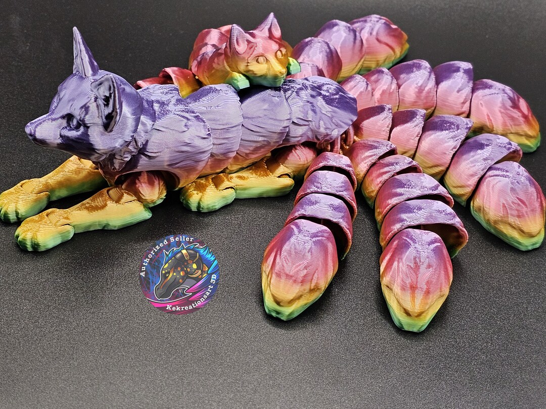 Kitsune and Kitsune Pup / 3d Print / 5 Tail Fox / Flexi Sensory Fox ...