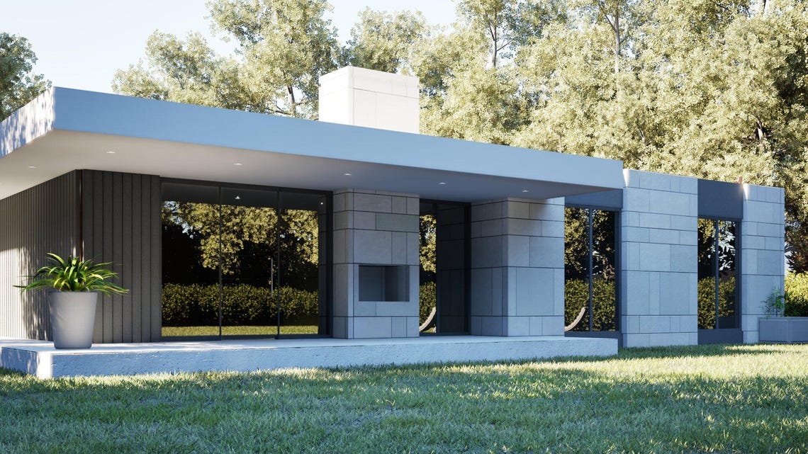 Ultra Modern Single Story Open Concept House Plan, 2 Bedroom, 2 ...