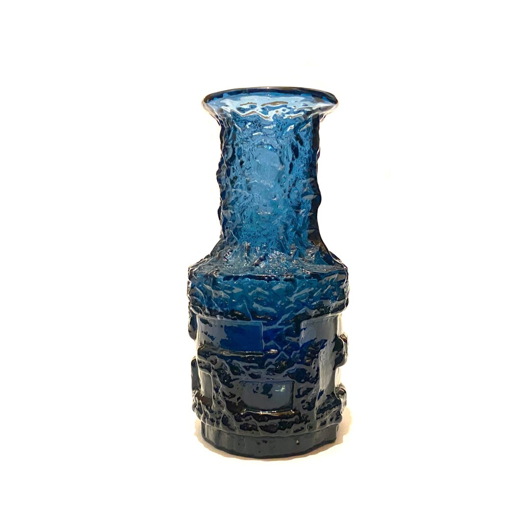 1960's Vintage Ruda Glasbruk Cobalt Blue Bottle Vase Designed by Gote ...