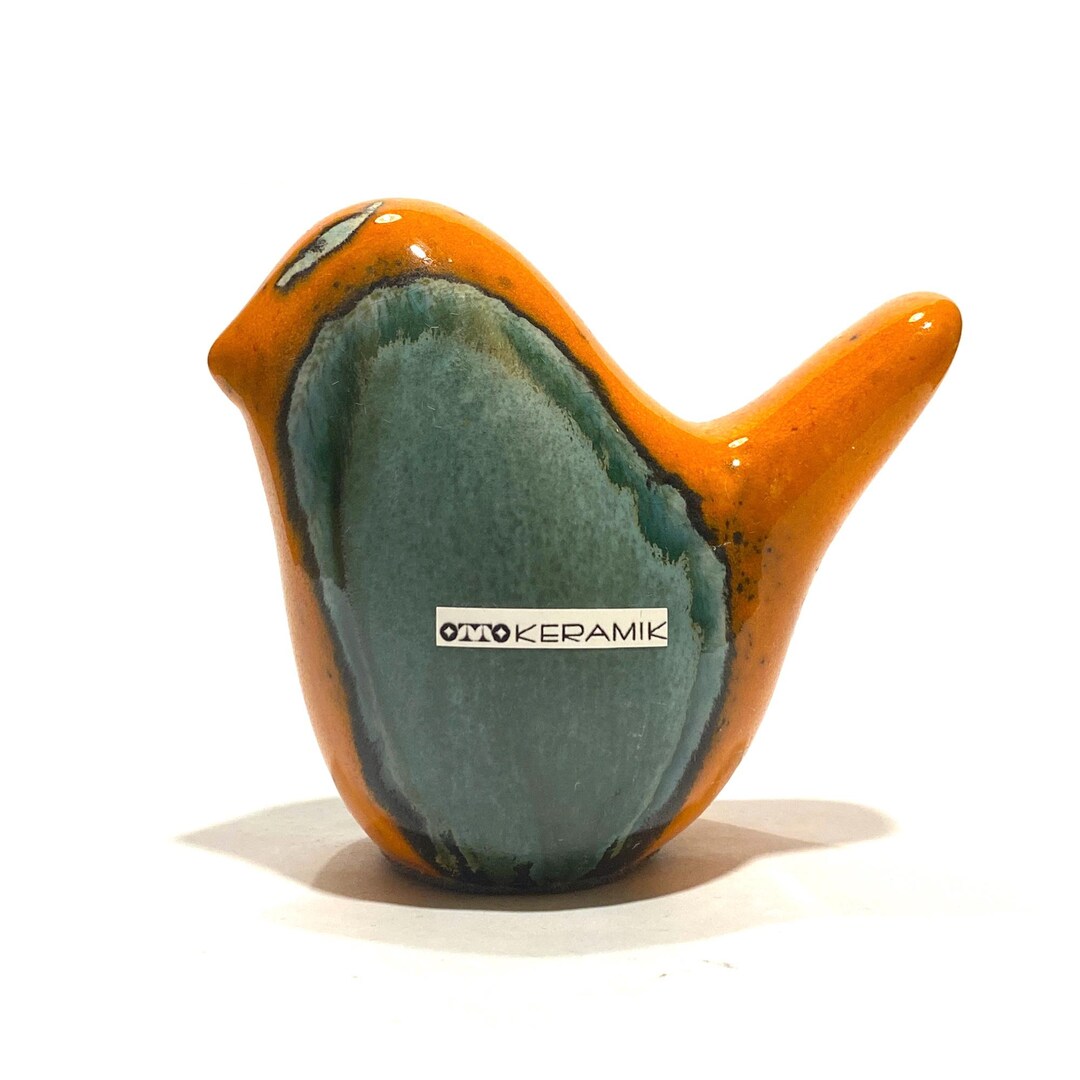 Otto Keramik Orange Peru Glazed Ceramic Bird: Fat Lava Era West German ...