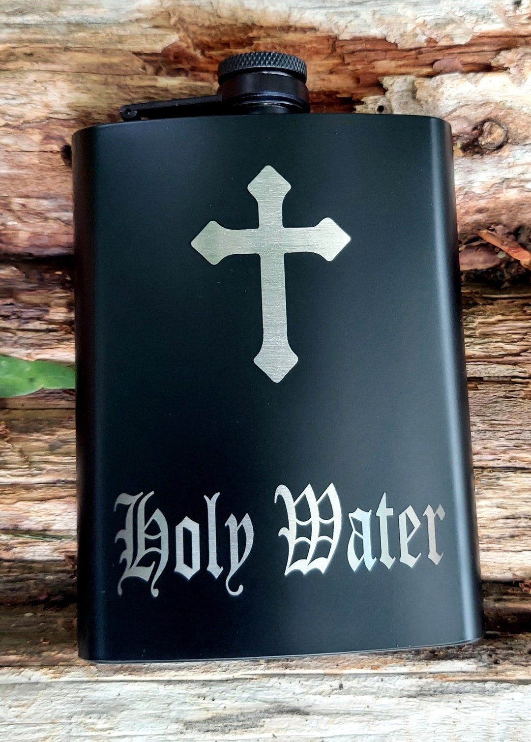 Holy Water #2 Laser Engraved Black Stainless Hip Flask 8 Oz. - Etsy