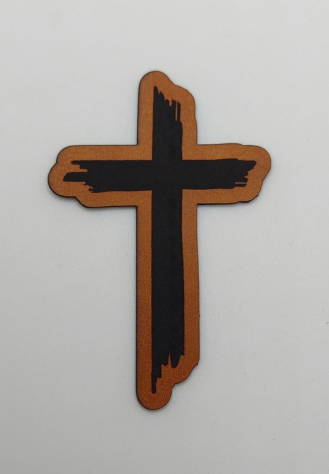 Cross - Laser Engraved Faux Leather Iron-on Patches - 4 Color Options ...