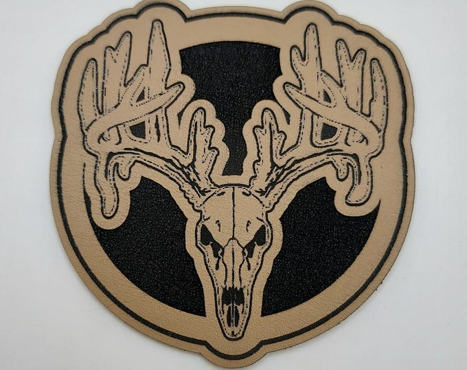 Hunting Life Whitetail Deer Leatherette Hat Patch With Adhesive Backing ...