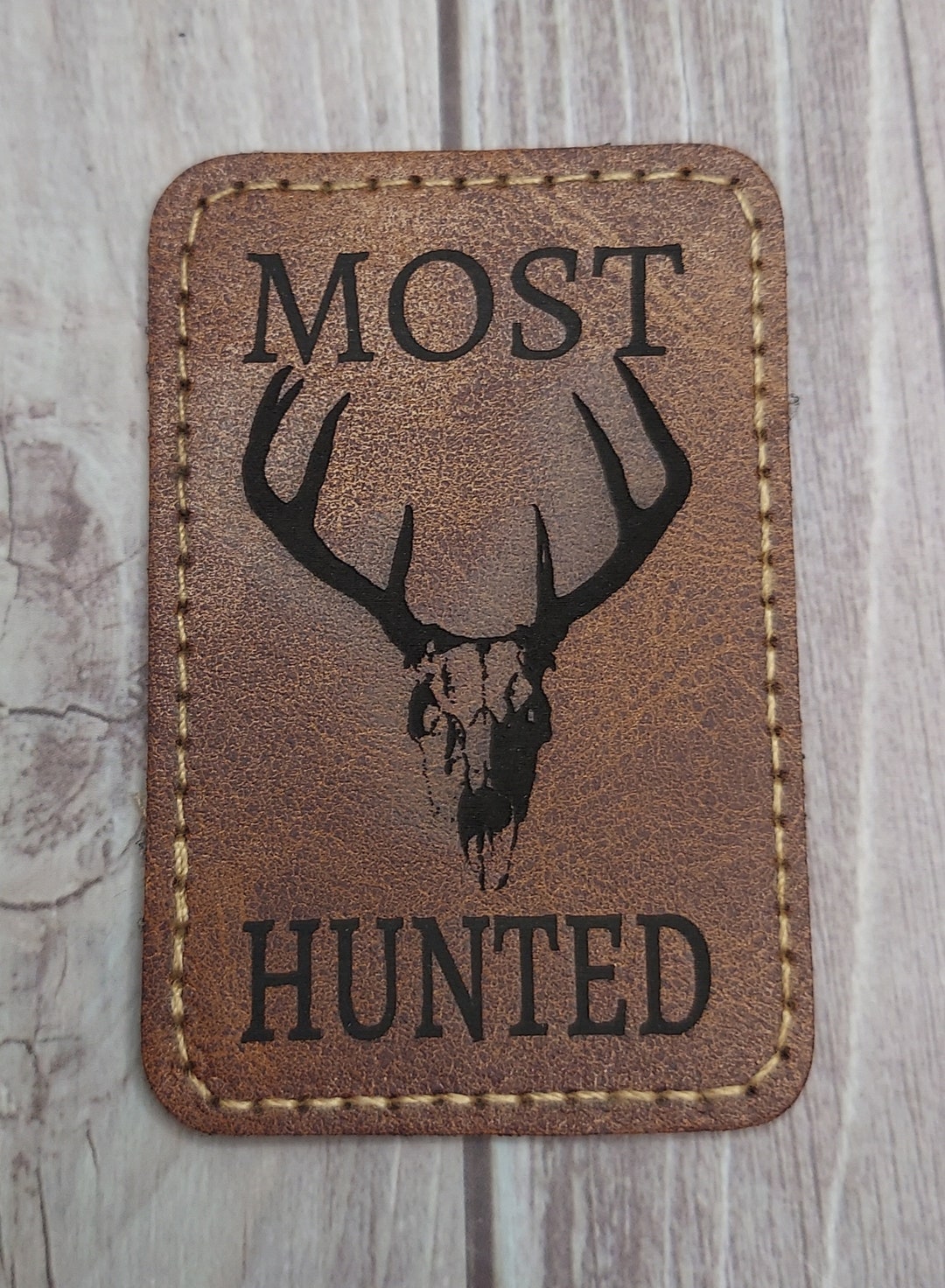 Most Hunted Whitetail Deer Skull - Leather Iron on Patches 2x3 Inch ...