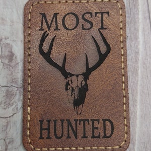 Most Hunted Whitetail Deer Skull - Leather Iron on Patches 2x3 Inch ...