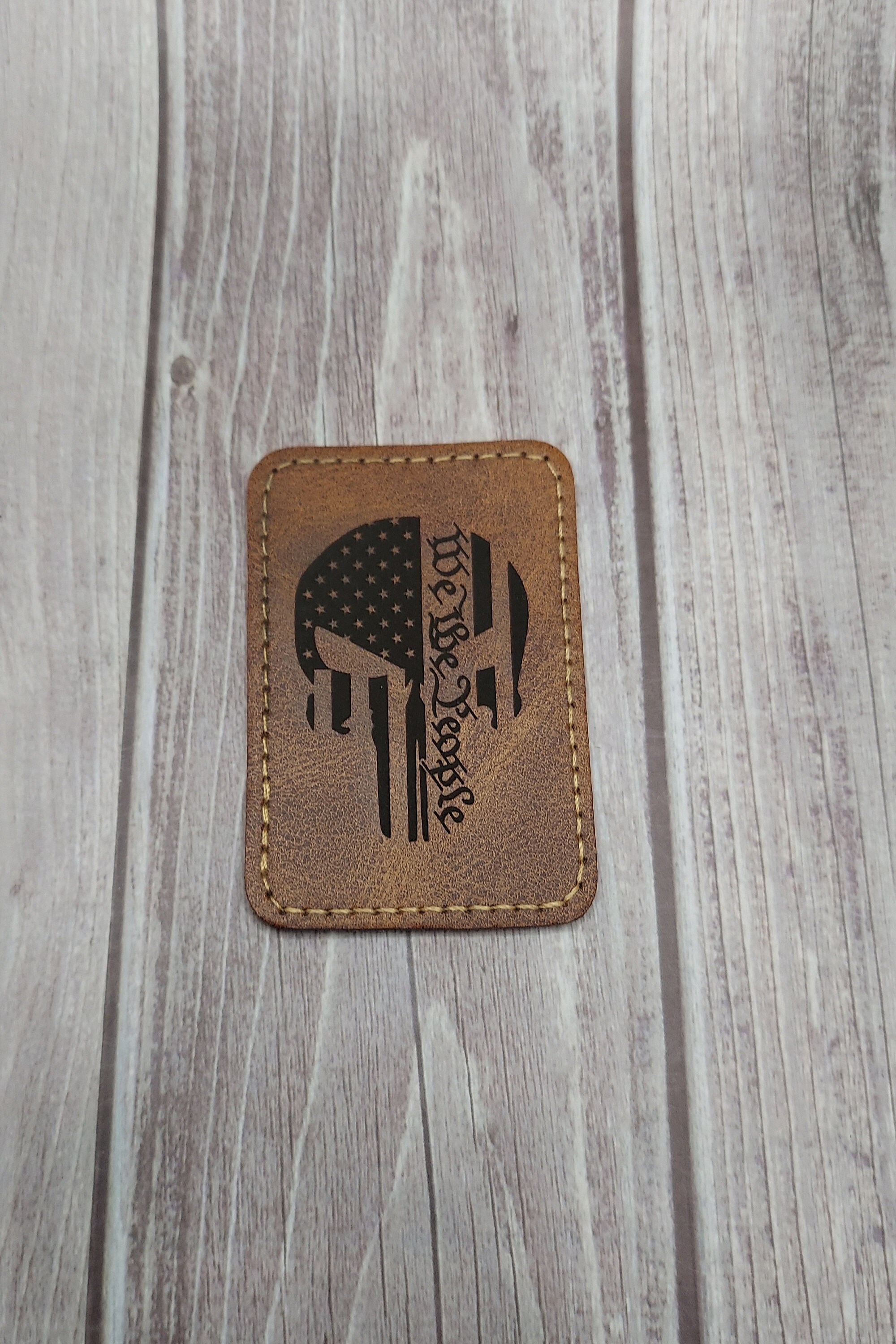 The Punisher Skull We the People Leather Iron on Patches 2x3 Inch Faux ...