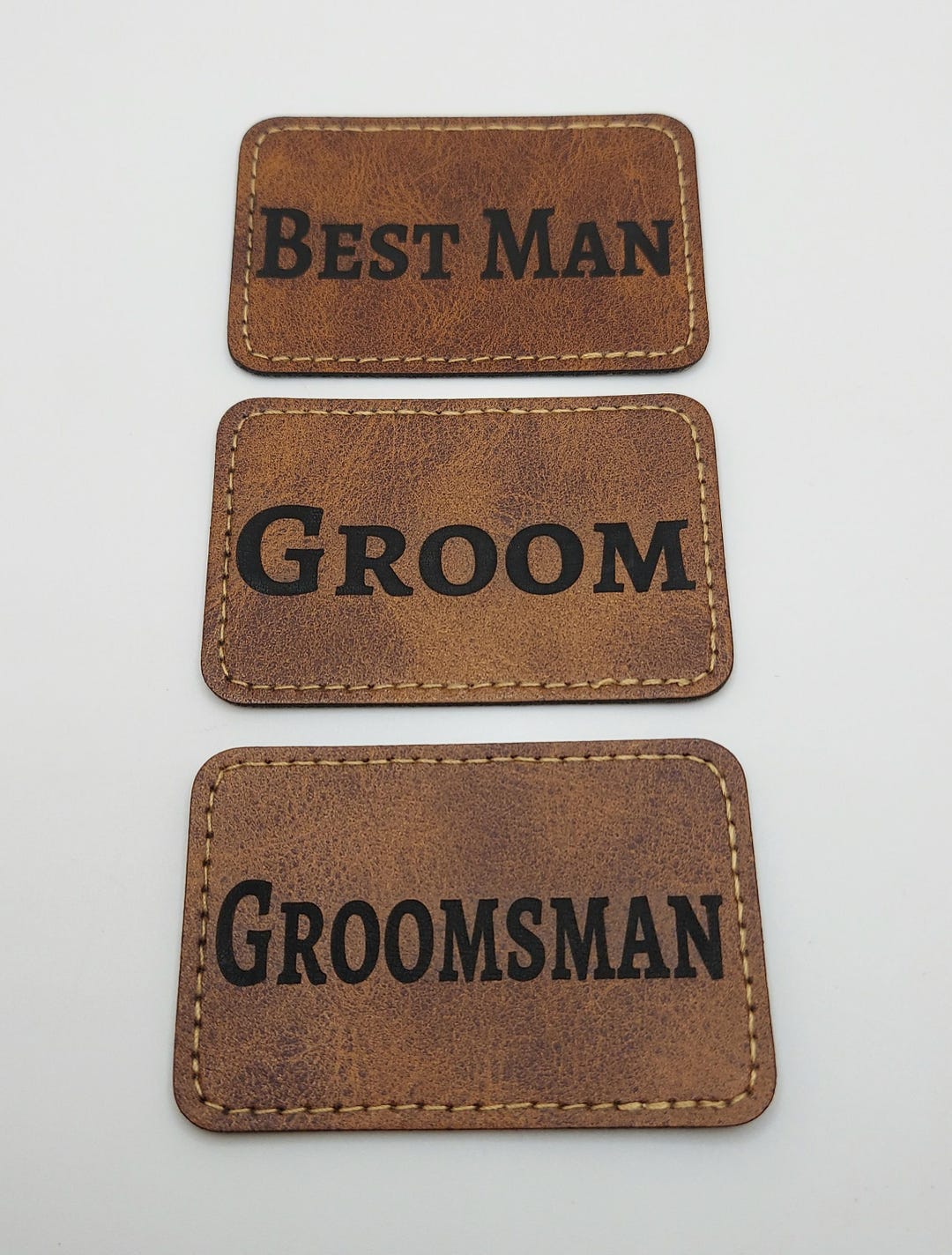 Groom, Best Man, Groomsman Laser Engraved Faux Leather Iron-on Patches 2"x3" - Brown - Etsy