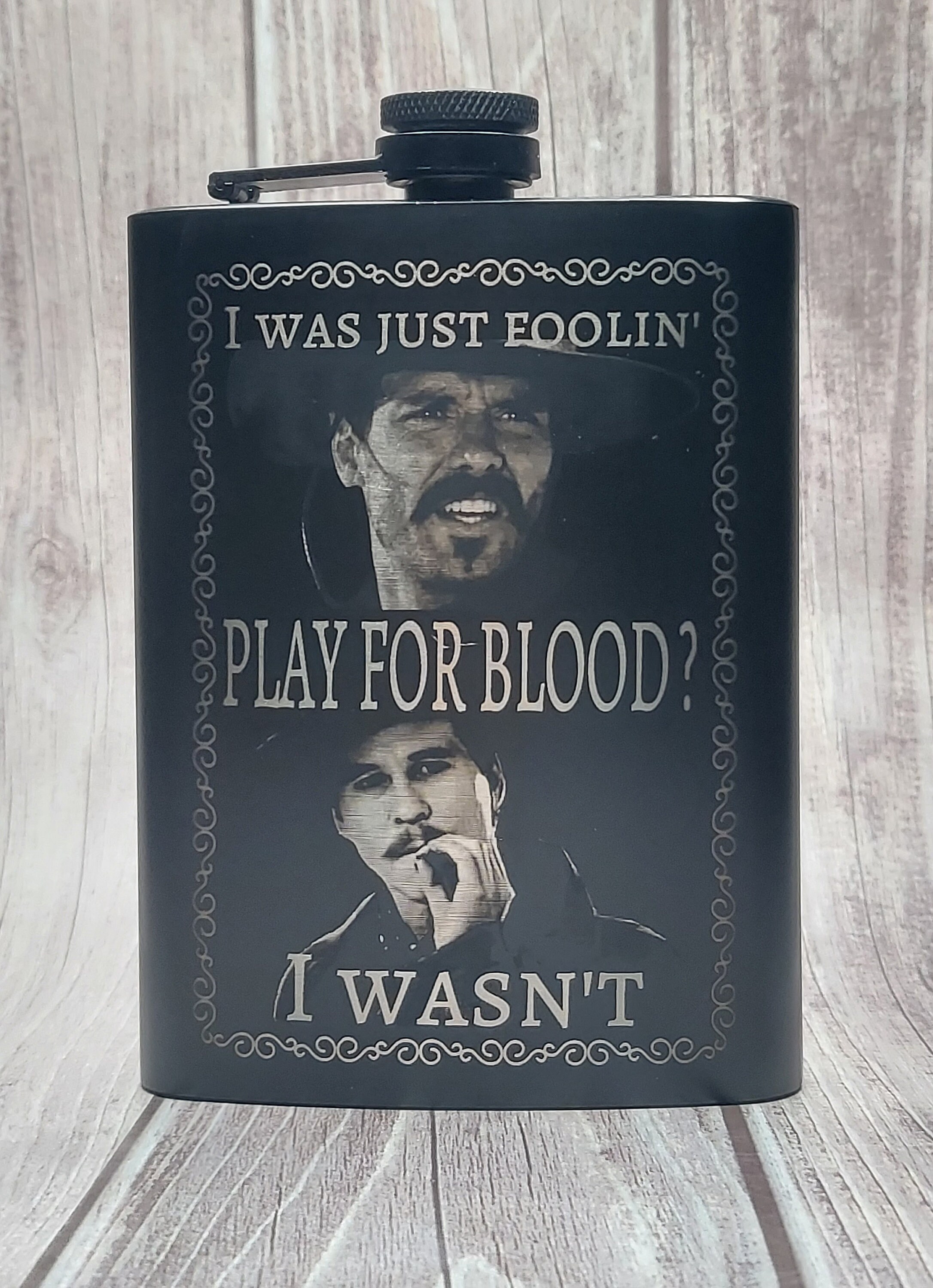 Tombstone Johnny Ringo and Doc Holliday Black Stainless Hip Flask 8 Oz ...