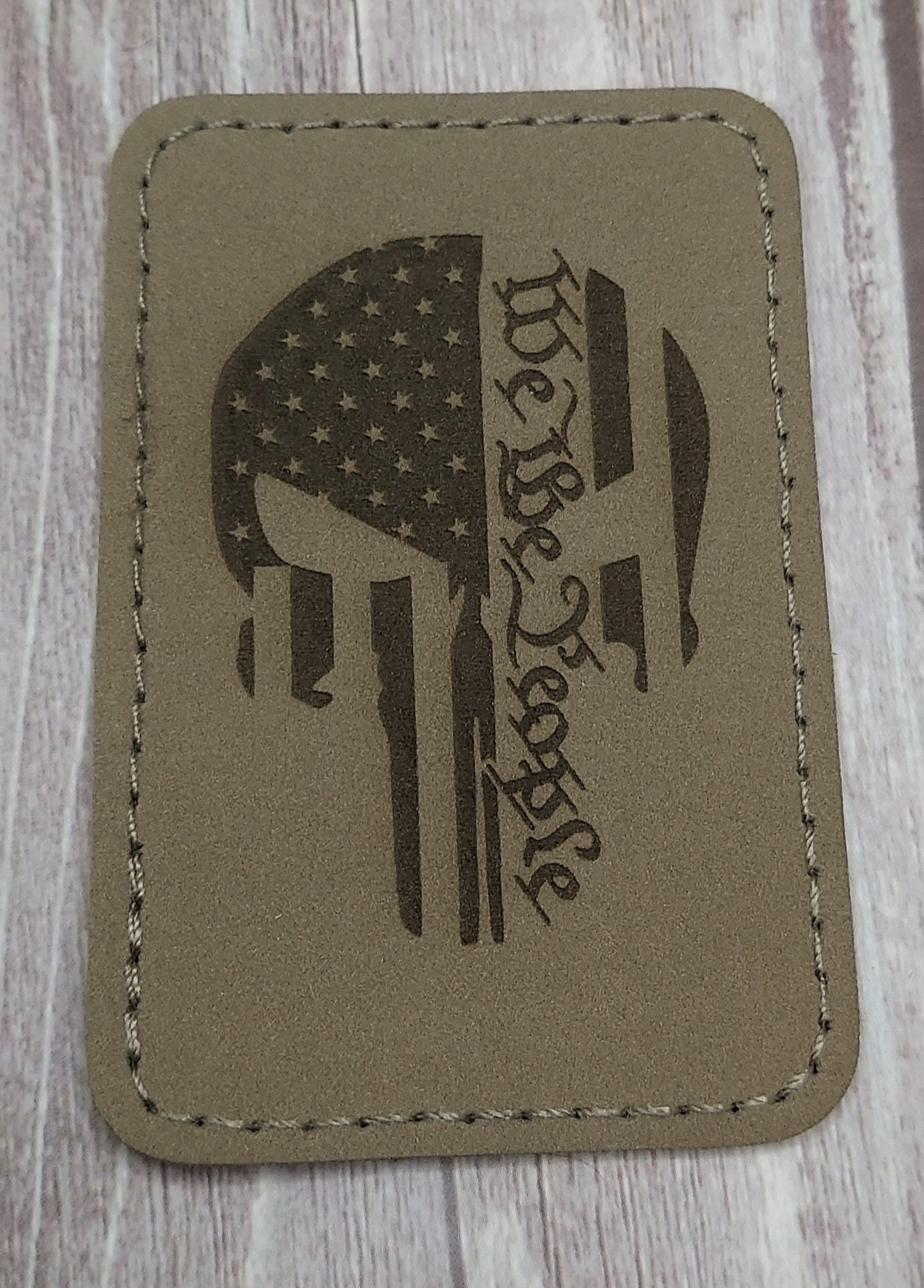 The Punisher Skull We the People Leather Iron on Patches 2x3 Inch Faux Leather Brown or Gray - Etsy