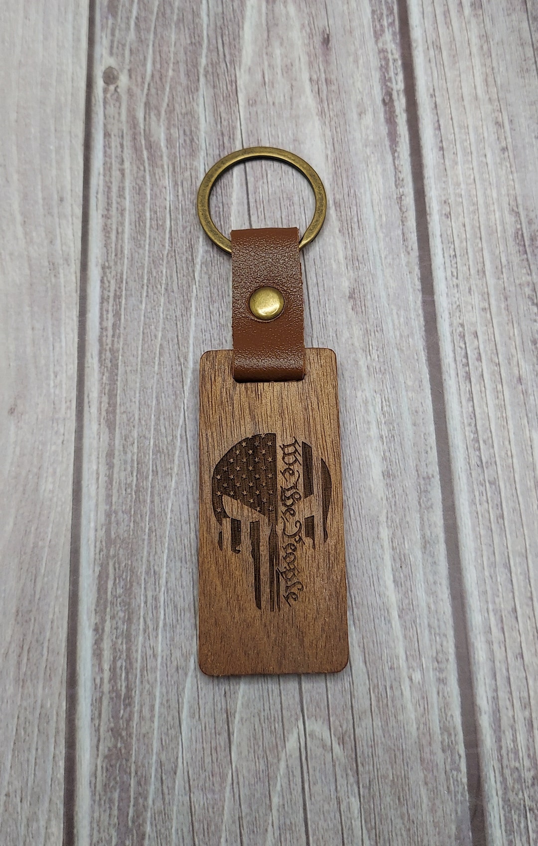 The Punisher We the People Walnut Key Chain - 4 5/8"x 1 1/8" OD - Etsy