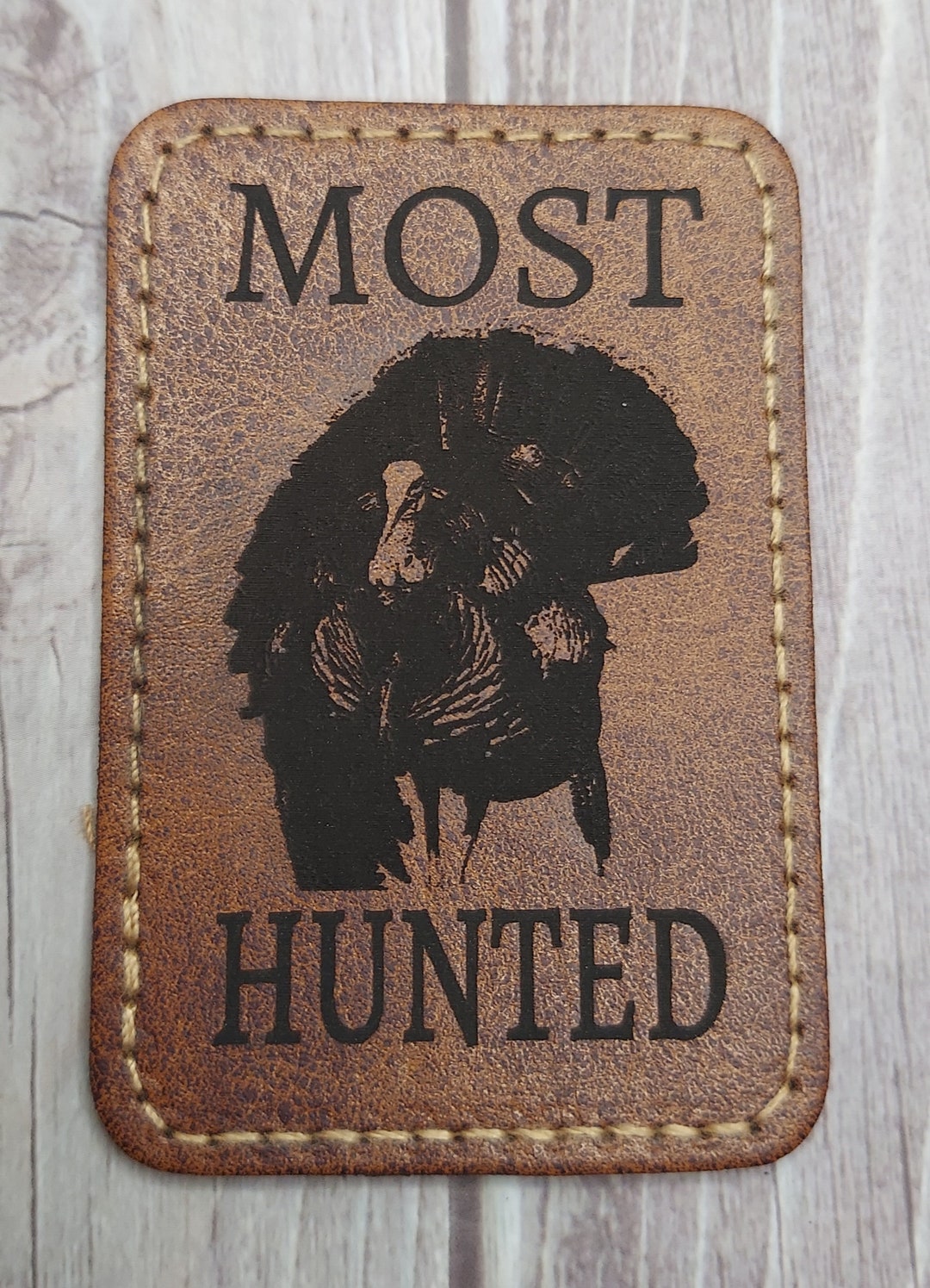 Most Hunted - Wild Turkey - Leather Iron on Patches 2x3 Inch Faux ...