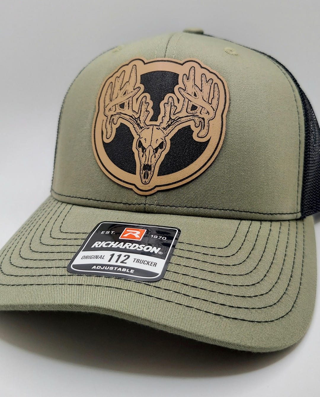 Whitetail Deer Hunter Deer Skull Faux Leather Patch Richardson 112 ...