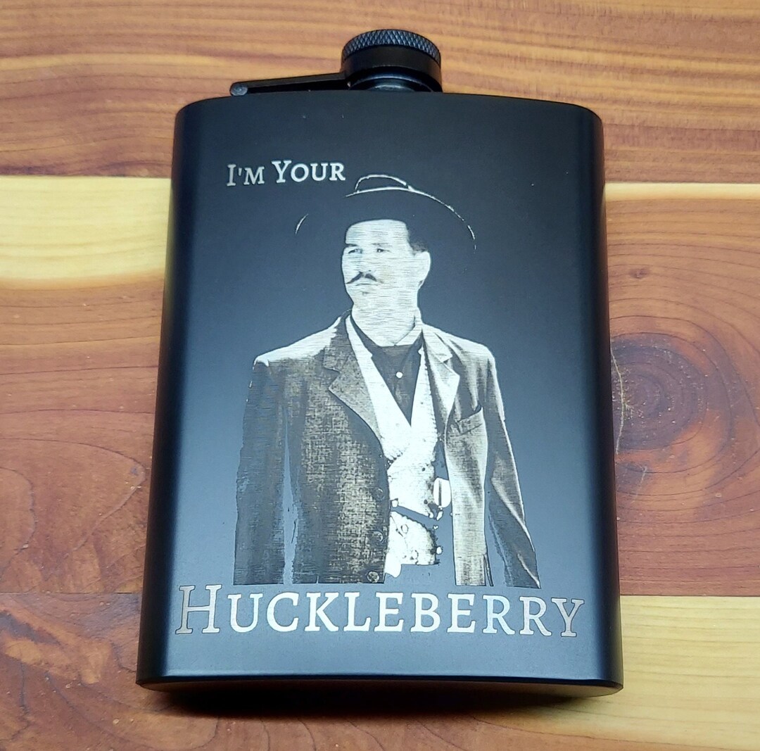 Tombstone Doc Holliday Black Stainless Hip Flask I'm Your Huckleberry 8 ...