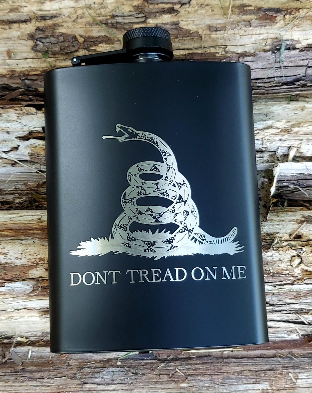 Dont Tread on Me Gadsden Flag - Black Stainless Hip Flask 8 Oz. - Etsy