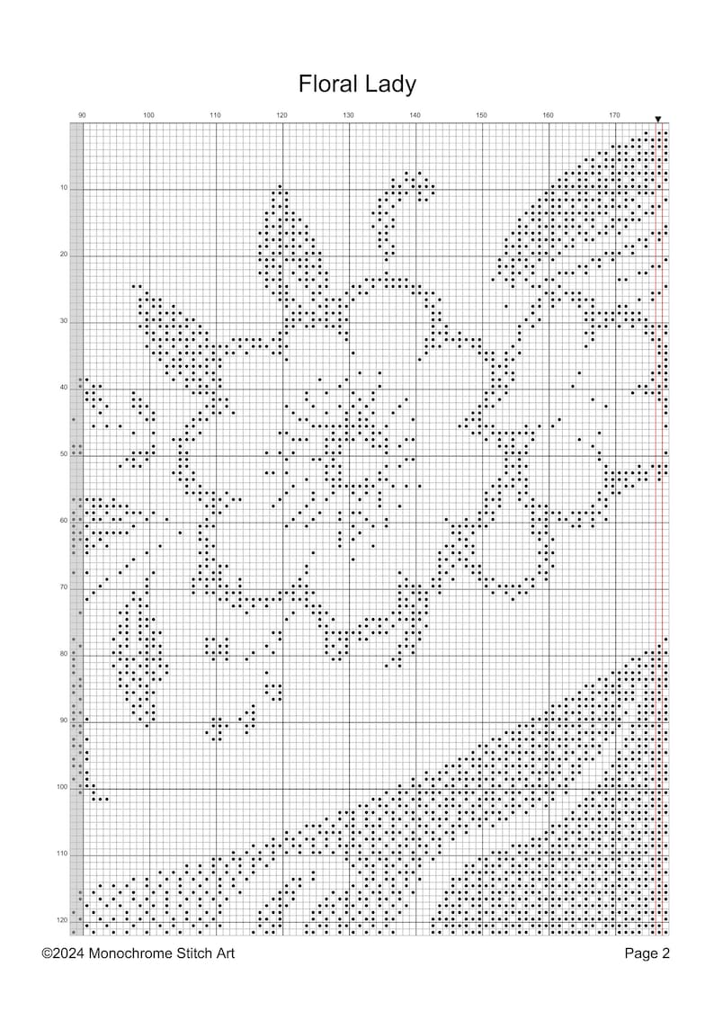 Floral Lady - Stylish One-color Cross-stitch PDF – Instant Download ...