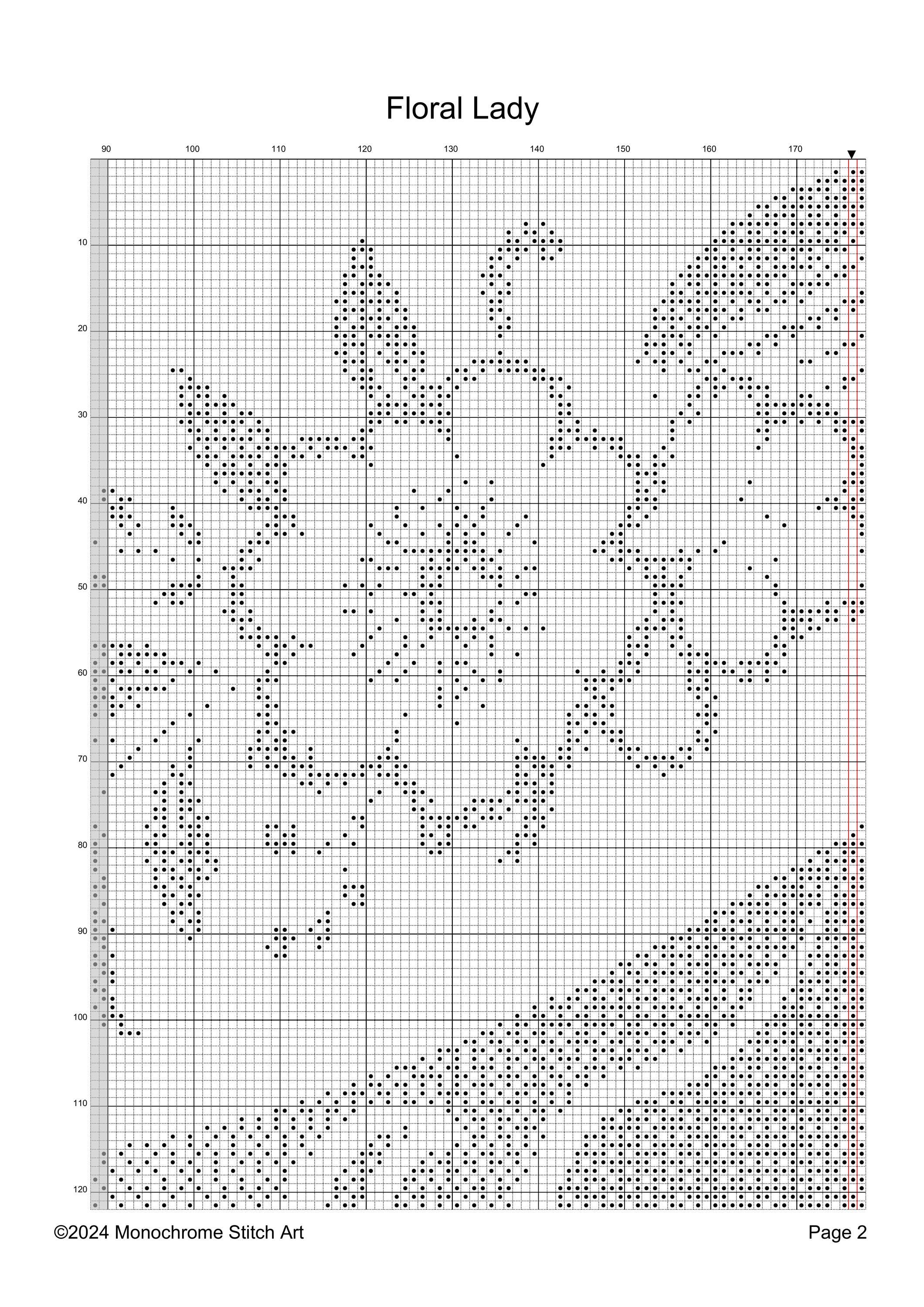 Floral Lady - Stylish One-color Cross-stitch PDF – Instant Download ...