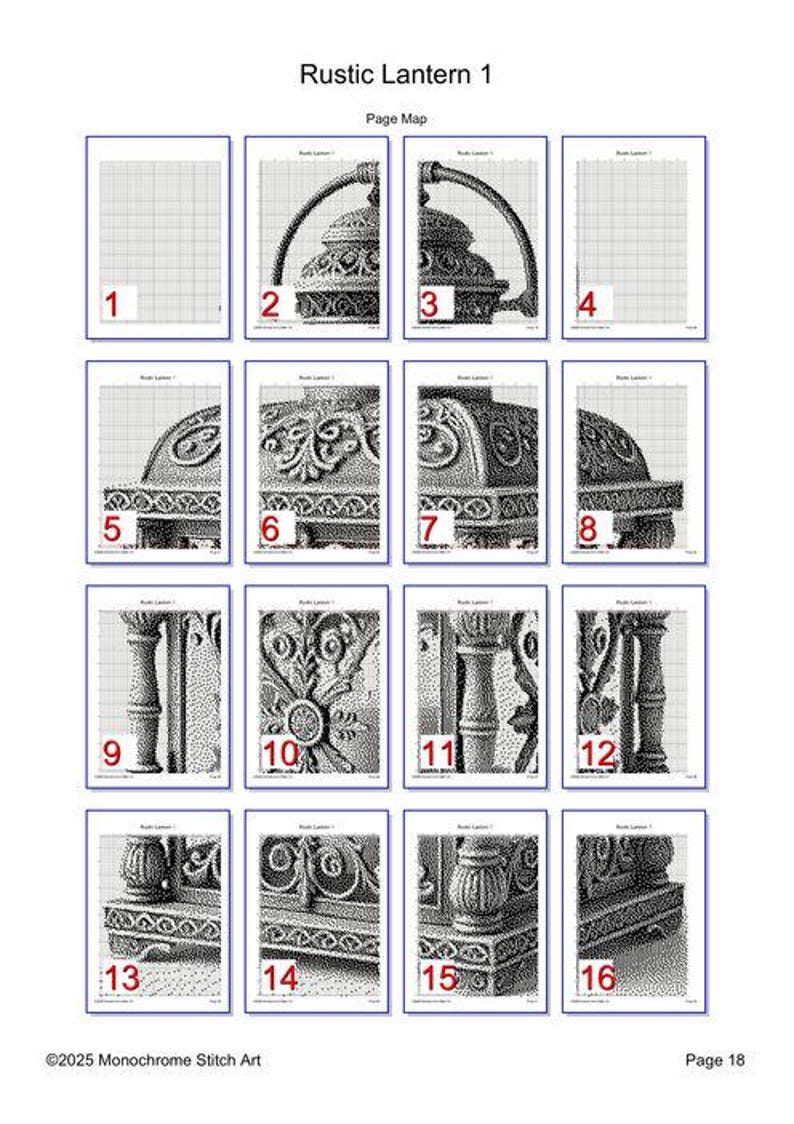 Rustic Lantern 1 - Monochrome Cross Stitch Pattern - Easy PDF File ...