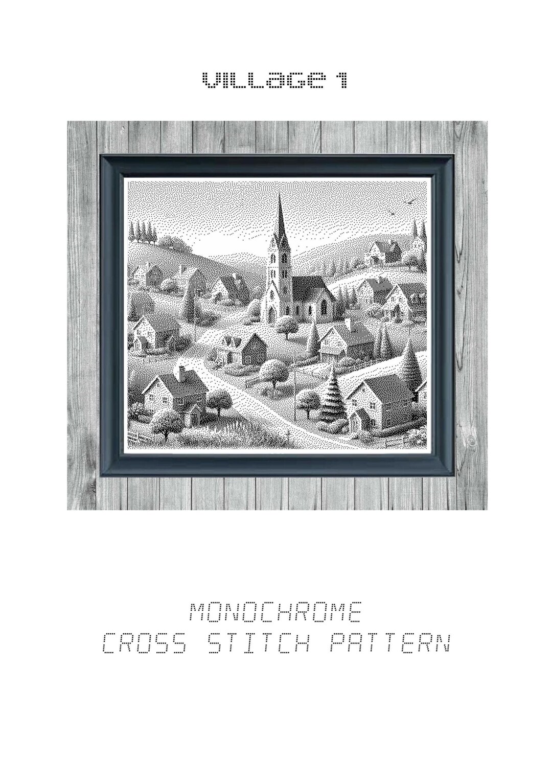 Village 1 - Stylish One-color Cross-stitch PDF – Instant Download ...