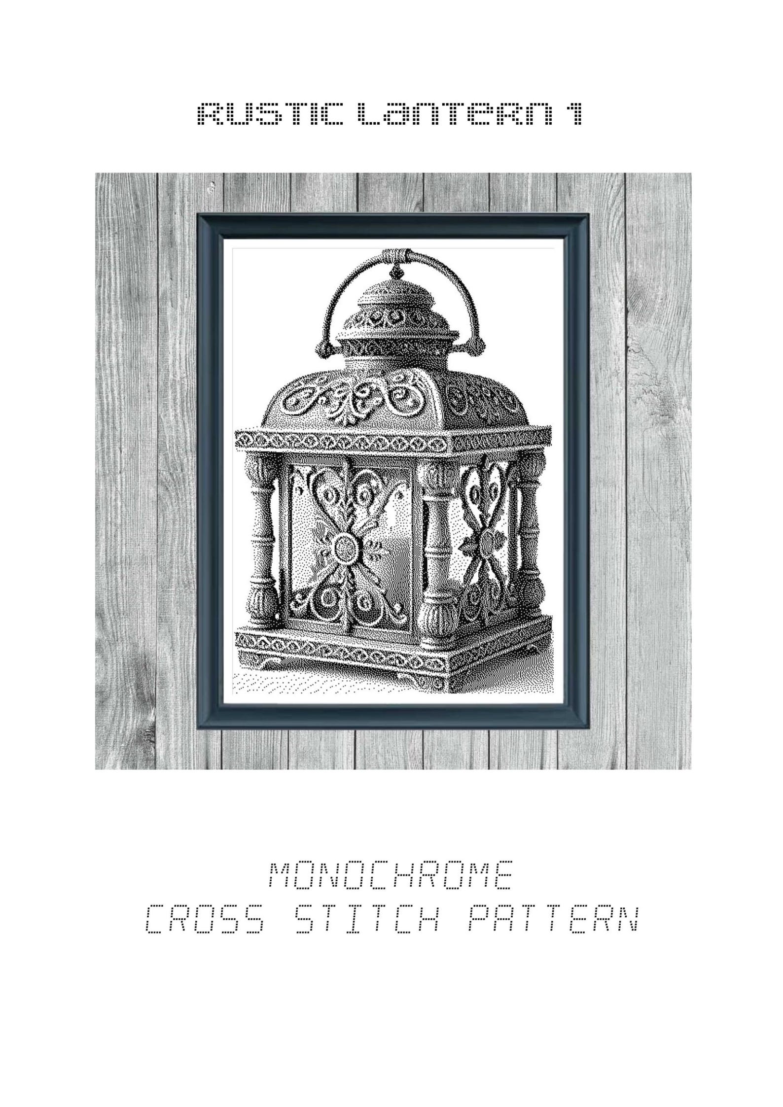 Rustic Lantern 1 - Monochrome Cross Stitch Pattern - Easy PDF File ...