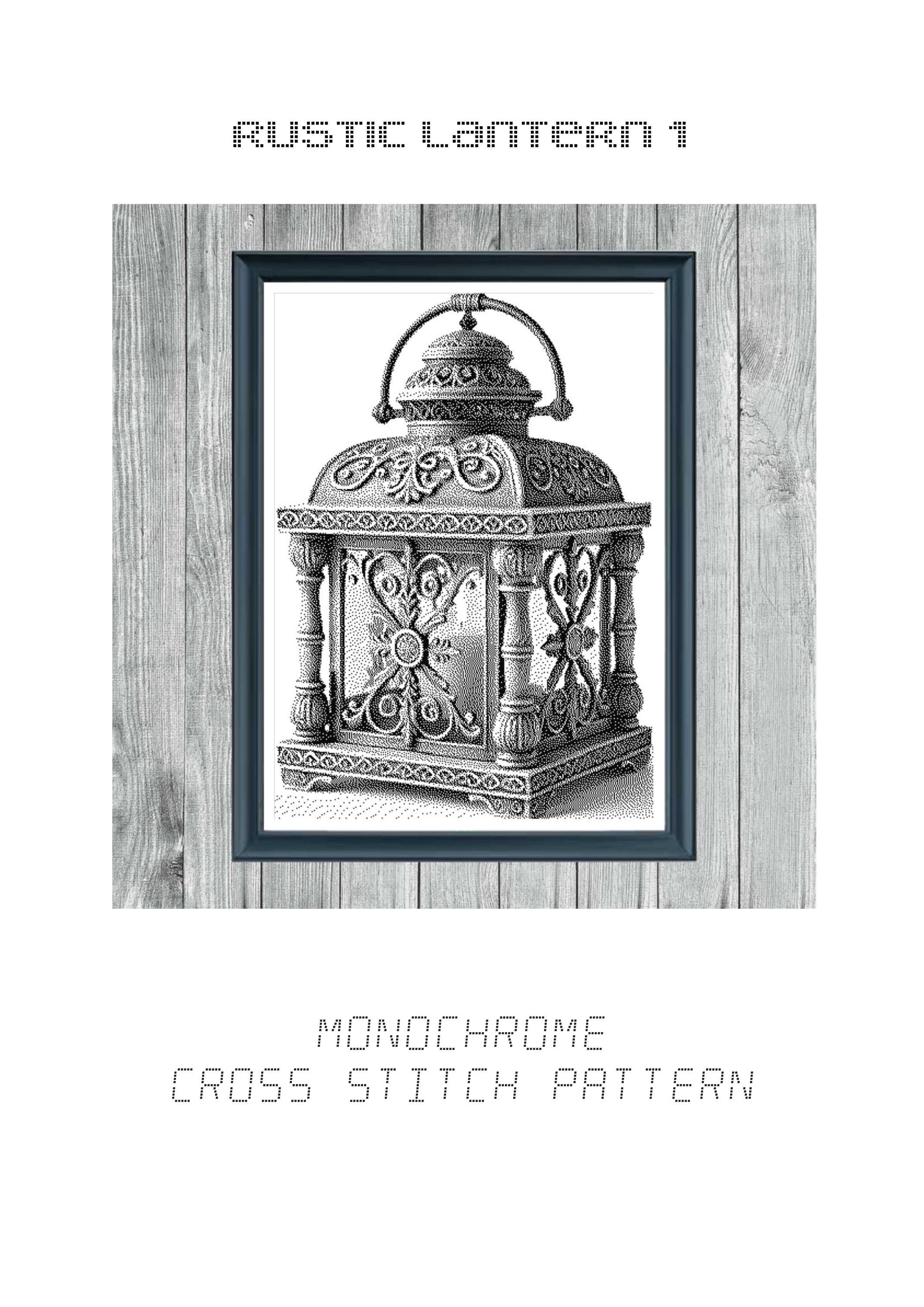 Rustic Lantern 1 - Monochrome Cross Stitch Pattern - Easy PDF File ...