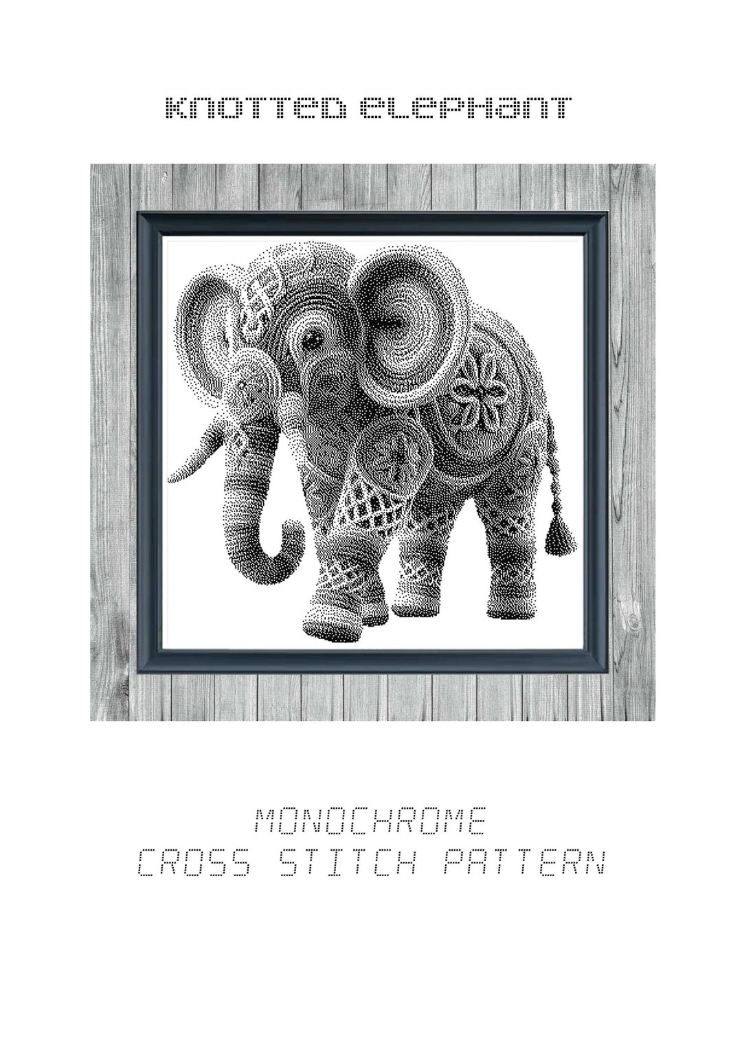 Knotted Elephant - One Color Cross Stitch PDF Download - Etsy