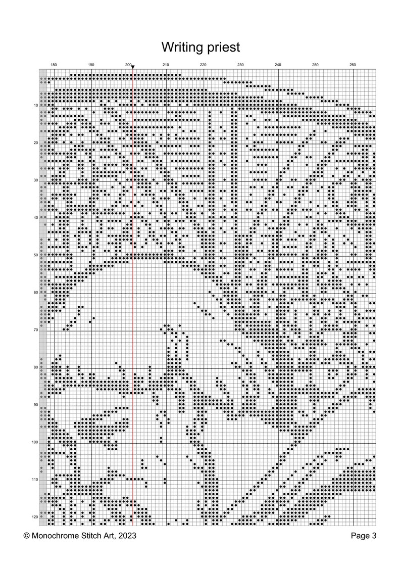 Writing Priest - Monochrome Cross Stitch Pattern - Digital PDF ...