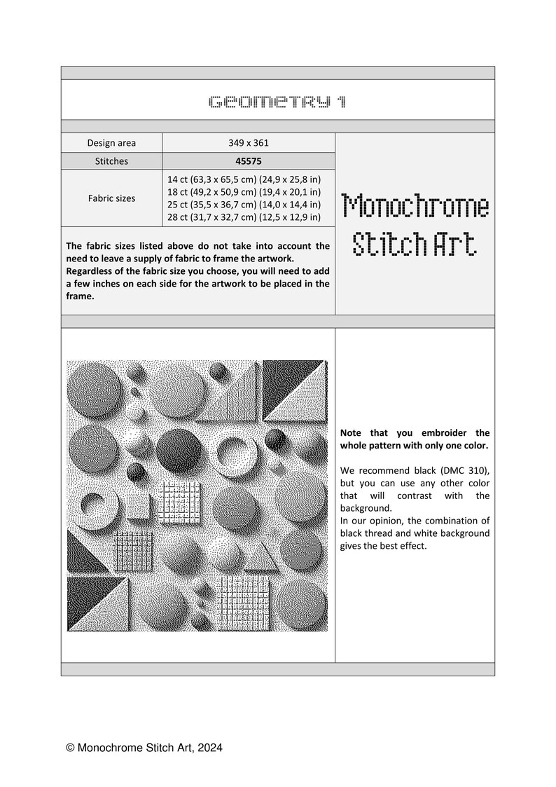 Geometry 1 - One Color Cross Stitch Pattern - PDF File - Craft Stunning ...